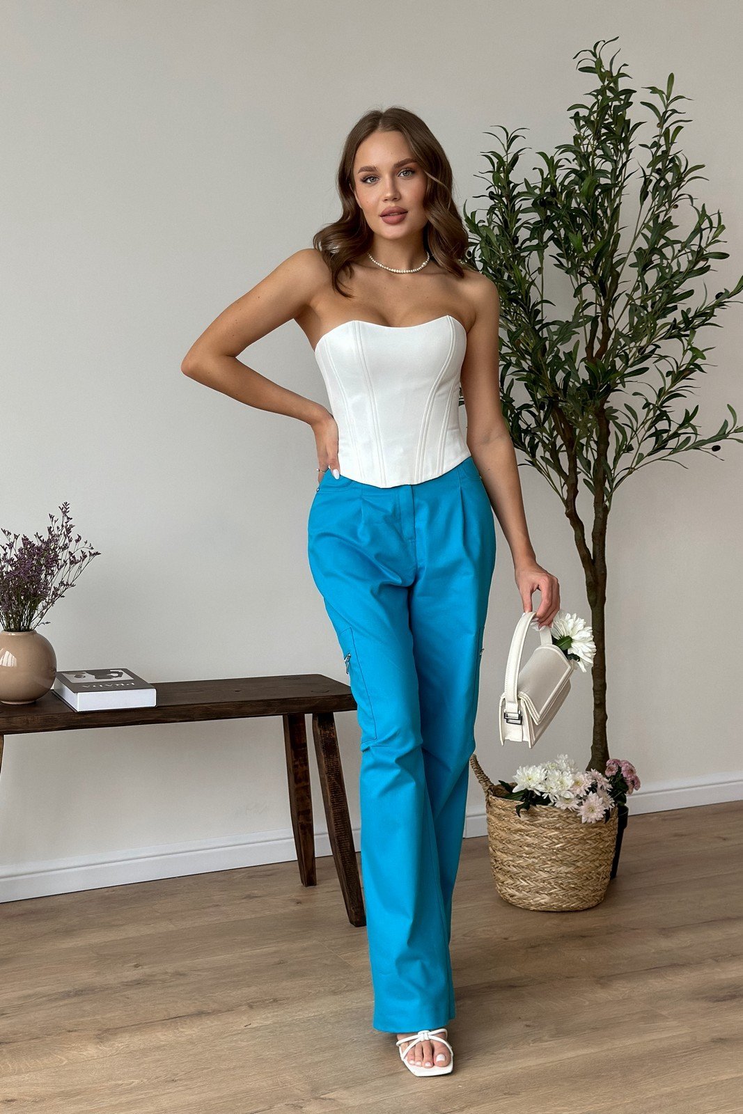 Брюки 1997 голубой DilanaVIP купить в интернет магазине Велесмода